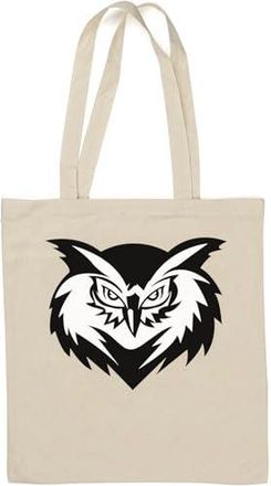 Generic Sac fourre-tout en coton naturel Motif hibou vicieux Blanc
