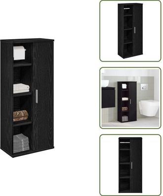 vidaXL Meuble de salle de bain avec porte-rouleau noir 39x22x90 cm - Meuble De Salle De Bain - Meubles De Salle De Bain - Meuble De Rangement De Salle De