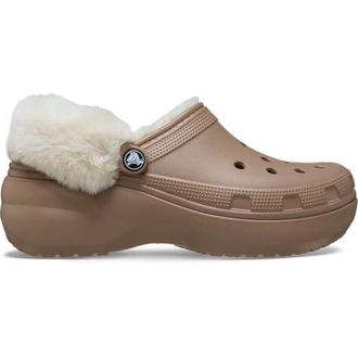 Crocs Classic Platform Fuzz Lined Clog 37-38 EU Latte