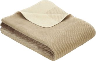 Ibena Toronto Wolldecke 150x200 cm - Kuscheldecke beige Natur Gemustert, kuschelig weich und angenehm warm, hochwertige Pflegeleichte Baumwollmischung