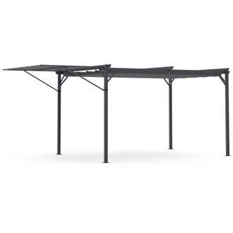 IDMarket Pergola &eacute;dition originale auvent r&eacute;glable et toit r&eacute;tractable 3x4M gris anthracite