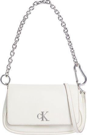 Calvin Klein Damen Schultertasche Minimal Monogram mit Tragekette, Mehrfarbig (Silver Birch), Einheitsgr&ouml;&szlig;e