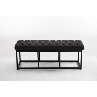 Clp Banc avec cadre en m&eacute;tal noir et si&egrave;ge matelass&eacute; de 120 cm dans diff&eacute;rentes couleurs colore : gris fonc&eacute;