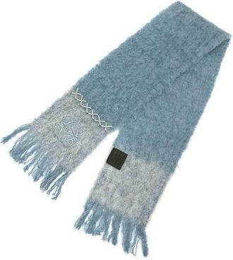 Loewe unisex, Pre-owned, Bleu, Taille: ONE Size Pre-owned Laine foulards