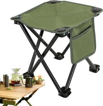Generico Campingstuhl, zusammenklappbar, Sitz aus Oxford-Stoff, tragbarer Hocker, schnelle Montage, seitlicher Taschen-Organizer, rutschfeste Basis f&uuml;r, J