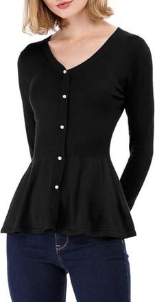 Allegra K Sweater Tops en Tricot &agrave; Manches Longues smock&eacute;es pour Femme f&ecirc;te de la Saint Patrick Noir L