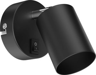 LEDs Com Wandleuchte WAIKA, Schalter, schwarz matt, rund, 1x GU10 max. 60W