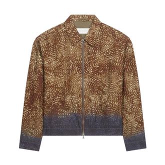 Dries Van Noten Animalier Braune Jacke mit Rei&szlig;verschluss - - Jackets - Herren - Braun - M