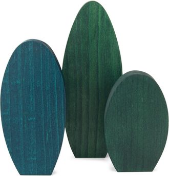 Rudolphs Schatzkiste Holzdekoration Baumset gr&uuml;n (3) 9cm/12cm/15cm H&ouml;he 15cm NEU Dekobaum Weihnachtsbaum