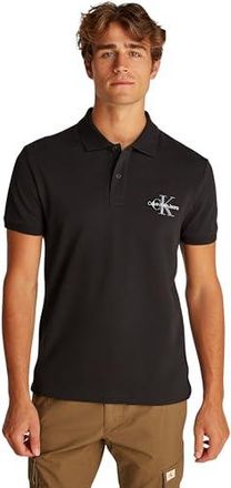 Calvin Klein Polo Manches Courtes Homme Monologo Regular Fit, Noir (CK Black), XS