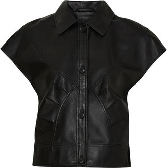 Notyz Kurzarm-Lederhemd - - Jackets - Damen - Schwarzk - L