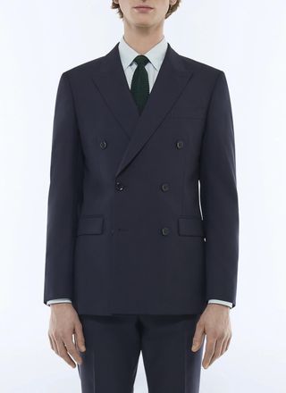 Fursac Veste de costume crois&eacute;e en toile - Taille 44 - Homme