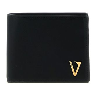 Versace Homme, Accessoires, Noir, Taille: ONE Size Portefeuille Bi-fold en Cuir