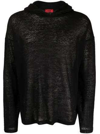 424 Hoodie in Mesh-Optik - Schwarz