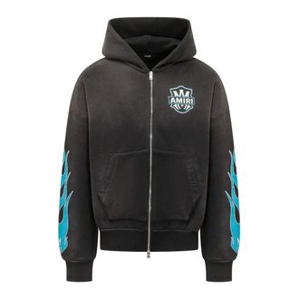 Amiri Homme, Sweatshirts et sweats &agrave; capuche, Noir, Taille: M MA Flames Zip Sweat &agrave; capuche