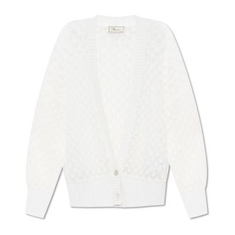Blumarine Femme, Pulls, Blanc, Taille: 38 FR Cardigan avec finitions en mohair