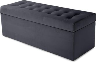 MG Design Polsterhocker 45 x 120 cm Dunkelgrau mit großem Stauraum (ca. 140 L), bis 300 kg belastbar, weich mit dezentem Schimmer, pflegeleicht - Wohnbereich, S