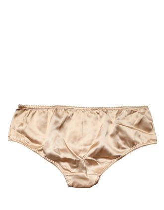 Dolce & Gabbana Womens Beige Silk Stretch Mid Waist Brief Panty Underwear Elastane Clothing