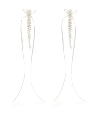 Simone Rocha boucles doreilles à noeud fin - Blanc