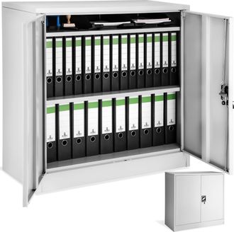 TecTake Aktenschrank abschließbar, Metallschrank mit Sicherheits-Zylinderschloss, Büroschrank abschließbar, Mehrzweckschrank aus Stahl, 3 höhenverstellbare Ei