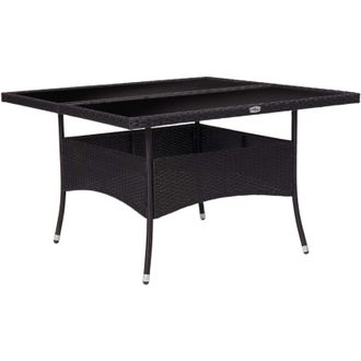 vidaXL Vidaxl - Table &agrave; d&icirc;ner dext&eacute;rieur Noir R&eacute;sine tress&eacute;e et verre