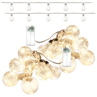 Com-Four 2x LED-Lichterkette mit Gl&uuml;hbirnen am Strick - dekorative Innenbeleuchtung f&uuml;r Wohn- und Schlafzimmer - warmwei&szlig;es Licht f&uuml;r stimmungsvolle Raum- & Fe