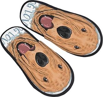 Generic Chaussons Femme Homme Golden Retriever Doggy Amoureux Des Chiens Chaud Chaussons Peluche Chaussures Antid&eacute;rapant Pantoufles En Peluche Pour Voyager In