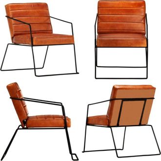 vidaXL Sessel Hellbraun Echtleder - Echtleder Sessel - Ledersessel - Wohnzimmersessel - Designer Sessel - Komfortsessel - Home & Living