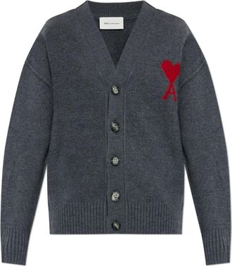 Ami Femme, Pulls, Gris, Taille: 38 FR Wool Cardigan