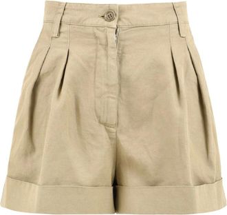 Aspesi Femme, Shorts, Beige, Taille: 36 FR Short en gabardine de coton et lin teint en pi&egrave;ce