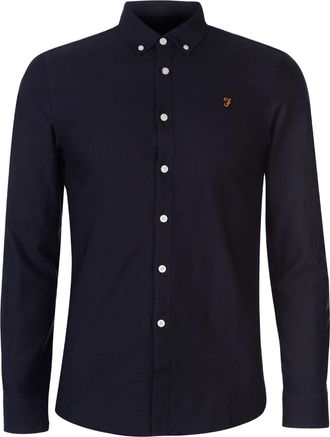 Farah Button-Down-Hemd f&uuml;r Herren, Oxford-Stil, Lang&auml;rmlig (Marine)