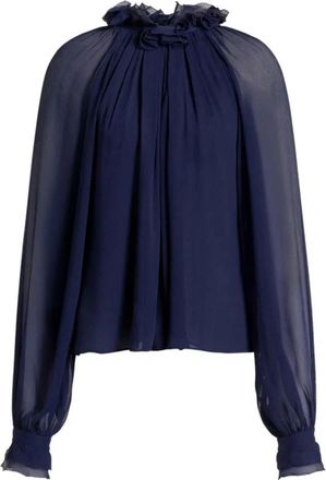 Alberta Ferretti Femme, Blouses et Chemises, Bleu, Taille: 38 FR Chemisier en ac&eacute;tate cr&eacute;ponn&eacute;