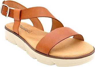 Blusandal Sandales Femme Compens&eacute;es &eacute;t&eacute; Cuir 40-EU Marron - Chaussures Ouvertes pour Femmes en Cuir V&eacute;ritable avec Semelle int&eacute;rieure en Cuir rembourr&eacute; - BluSan