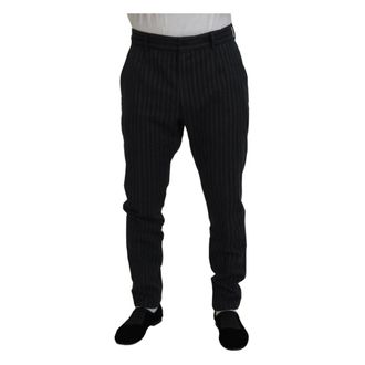 Dolce & Gabbana Elegante gestreifte Chino-Anzughose - - Trousers - Herren - Grau - XL