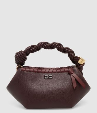 Ganni Sac Bou Mini Tress&eacute; Bitter Chocolate