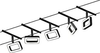 Paulmann 94485 LED Seilsytem Frame Basisset 5x400lm incl. 5x4,8 W Warmwei&szlig; Schwarz matt, Chrom Kunststoff, Metall 3000 K