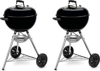 Weber Original Kettle Holzkohlegrill, Ø 47cm Grillfäche, BBQ Grill mit porzellanemaillierten Deckel & Kessel, Deckelthermometer, One-Touch Reinigungssystem 