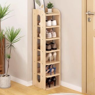 Generic Vertikales Schuhregal aus Massivholz, Platzsparendes Offenes Schuhablagen mit Mehreren Ebenen, Schmales Schuhregal for Drinnen und Drau&szlig;en for Eingang