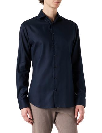 Seidensticker Herren Business Hemd - Shaped Fit - Bügelfrei - Kent-Kragen - Langarm - 100% Baumwolle, Blau (Dunkelbla, 43 EU