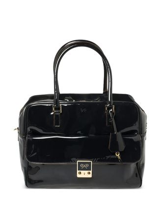 Anya Hindmarch sac à bandoulière à fini verni - Bleu