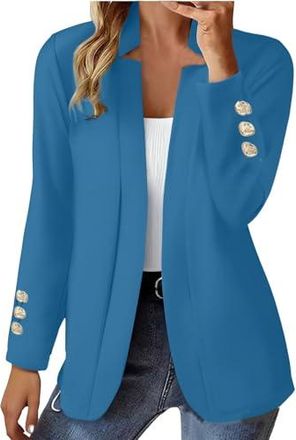 Generico Cardigan léger avec col à encoches et boutons en jersey confortable et respirant pour femme printemps automne manches longues avec col à rabat, BU1, 5