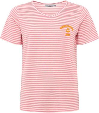 Zwillingsherz T-Shirt Heimatgef&uuml;hl V-Neck, gestreift, kleines Motiv gestickt mit Anker