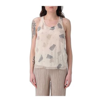 Emporio Armani Top en Cr&ecirc;pon de Soie - Femme - Tops - Beige - Taille: 40 FR