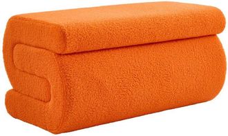 Sweeek Sweeek - Banc design rev&ecirc;tement bouclette orange 1-2 places l 92 x p 50 x h 45cm - Sasha