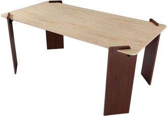 Menzzo Table &agrave; manger au design Art D&eacute;co Cezanne 80x190cm Effet travertin Beige et Bois fonc&eacute;