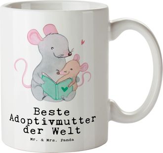 Mr. & Mrs. Panda XL Tasse Adoptivmutter - Geschenk, Groß, Große Tasse, Schenken, Dankeschön, Jumbo Tasse, Grosse Kaffeetasse, Danke, XL Becher