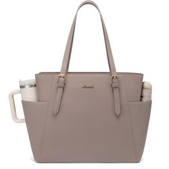 Lovevook Sac &agrave; Main Femme Grand Format, Pochette Travail en Cuir PU, Ordinateur Portable, Grande Poche Bouteille Ext&eacute;rieure, Professeur, Business, Cabas &Eacute;l&eacute;gan