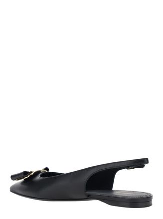 Ferragamo Womens Ballet Shoes Zelmi Black Lamb Leather Ballerina