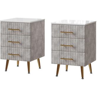 Vicco Nachttisch Velia, Grau, 41 x 62 cm 2er Set