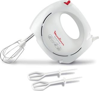 Moulinex Elektrisches Handrührgerät, 200 W, 2 Geschwindigkeitsstufen, 2 Schneebesen inklusive, ergonomisch, kompakt, Easymax weiß ABM11A30